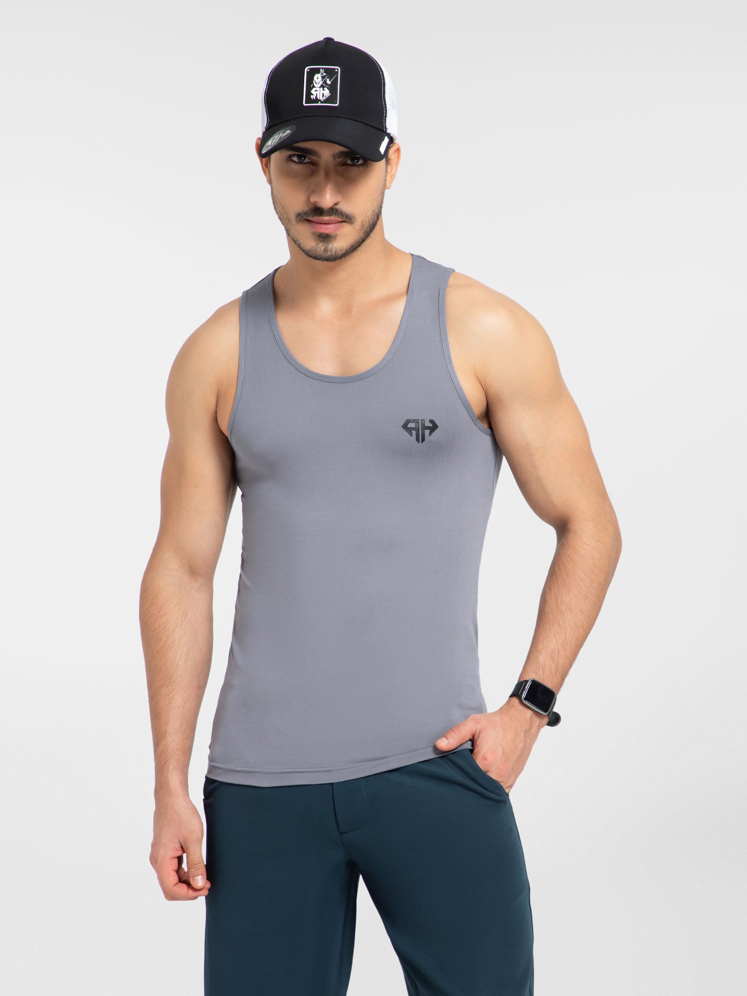 Shop Comfy Men's Light Grey Fitness Vest for Workouts | ArmourHeavy – ARMOUR HEAVY